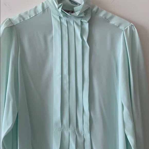Worthington | Tops | Vtg Worthington Mint Blouse Pleated Blouse Top | Poshmark